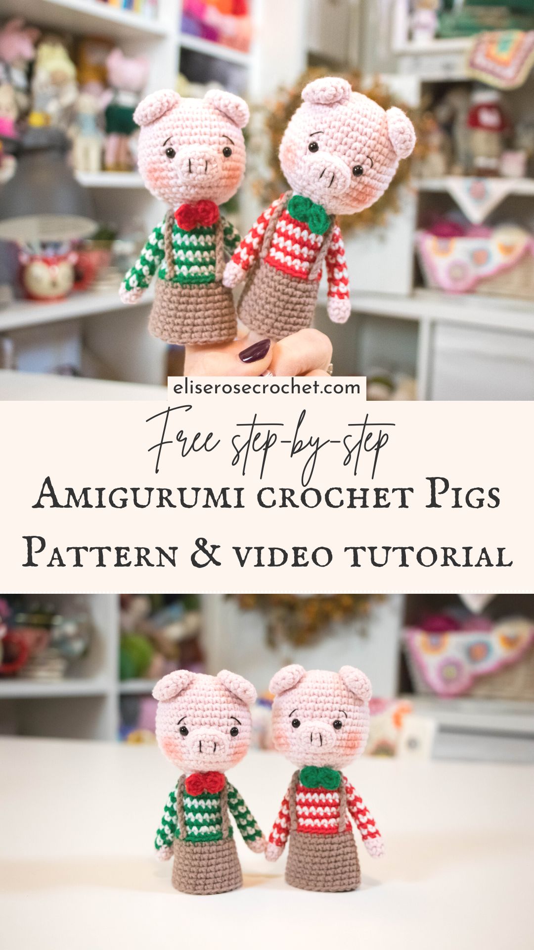 The Amigurumi Pig Finger Puppet Pattern - FREE Crochet Pattern - Elise Rose Crochet
